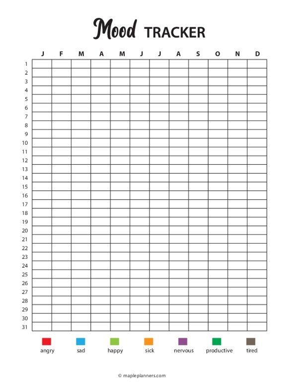 Free Printable Mood Tracker Template - prntbl.concejomunicipaldechinu ... Free Printable Mood Tracker Template - prntbl.concejomunicipaldechinu ...