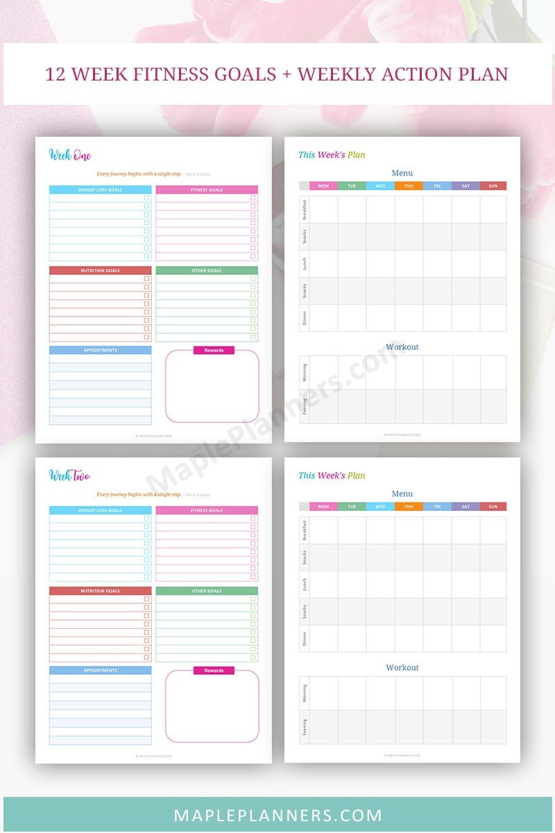 Fitness Planner: Health and Weight Loss Journal - Maple Planners