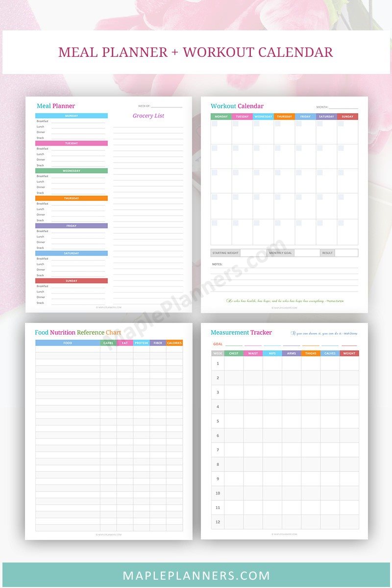 Fitness Planner: Health and Weight Loss Journal - Maple Planners