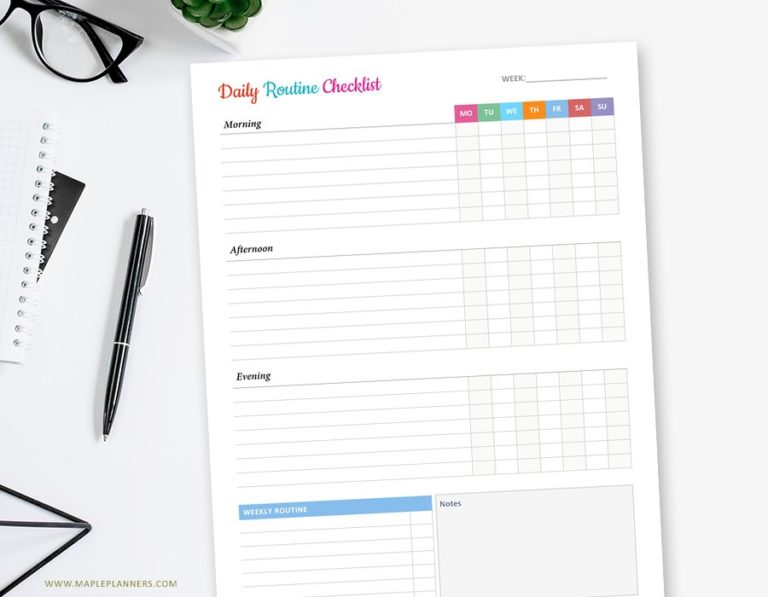 Plan your Routine with Daily Routine Tracker Printable