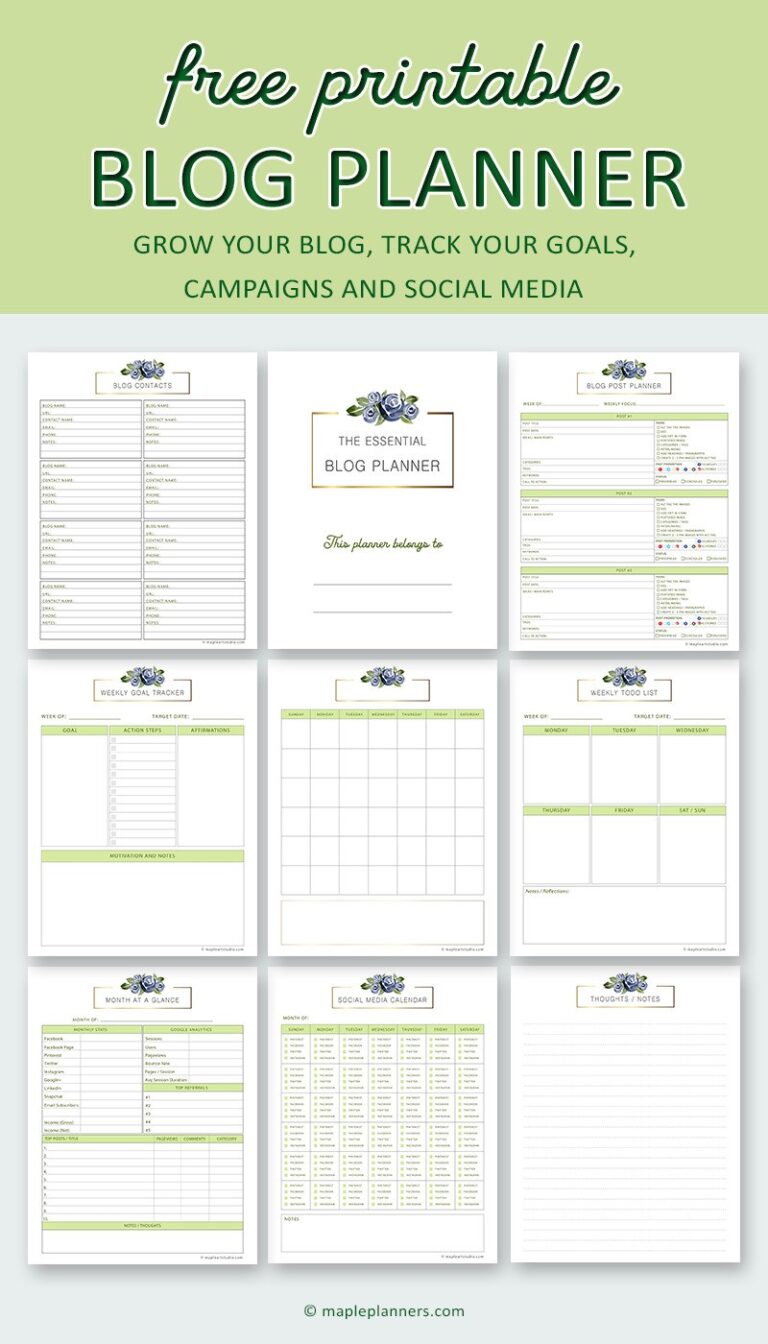 Free Blog Planner Printable | Grow your Blog | Make Money Online