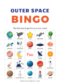 Outer Space Bingo | Free Printable Outer Space Game for Kids