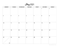 Free Printable 2021 Monthly Calendar PDF Template