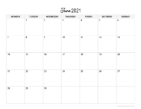 Free Printable 2021 Monthly Calendar PDF Template