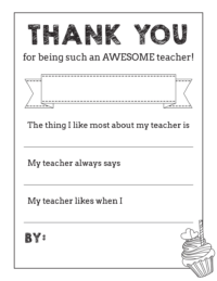 Free Printable Teacher Appreciation Thank You Notes
