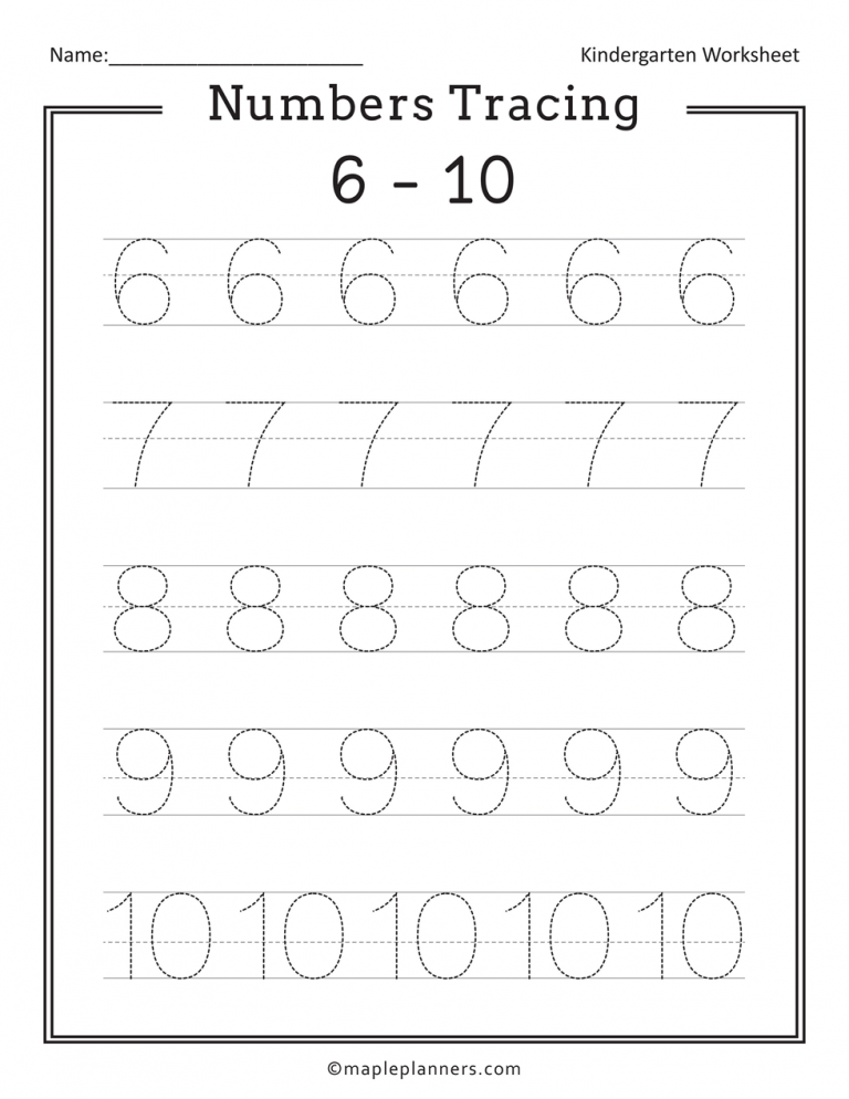 Free Printable Numbers Tracing 1-20 Worksheets for Kids