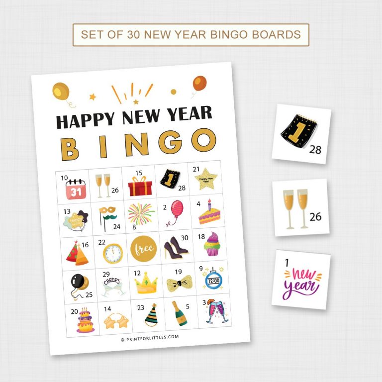 Free Printable New Years Eve Bingo Game Cards