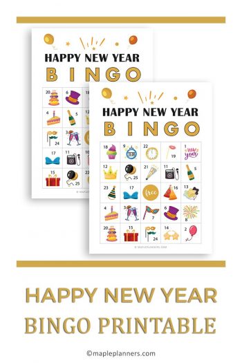Free Printable New Years Eve Bingo Game Cards