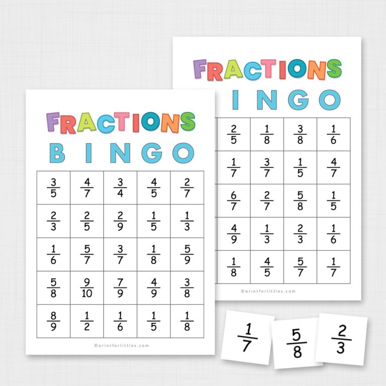 Free Printable Simplifying Fractions Bingo | Fun Math Games for Kids