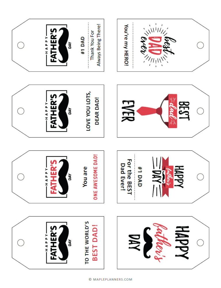 Free Printable Fathers Day Gift Tags for an Awesome Dad
