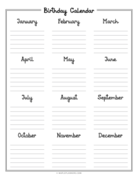 Free Printable Birthday List Templates