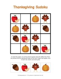 Thanksgiving Sudoku for Kids
