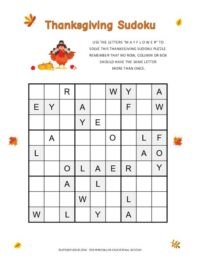 Thanksgiving Sudoku for Kids