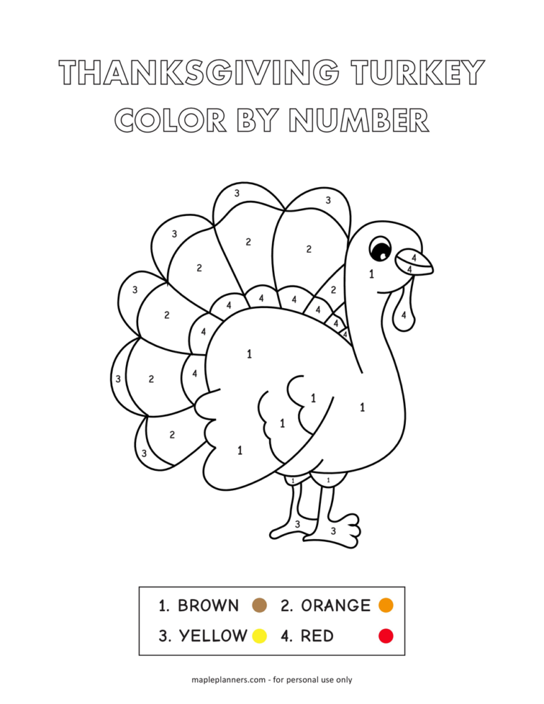 Thanksgiving Color by Number