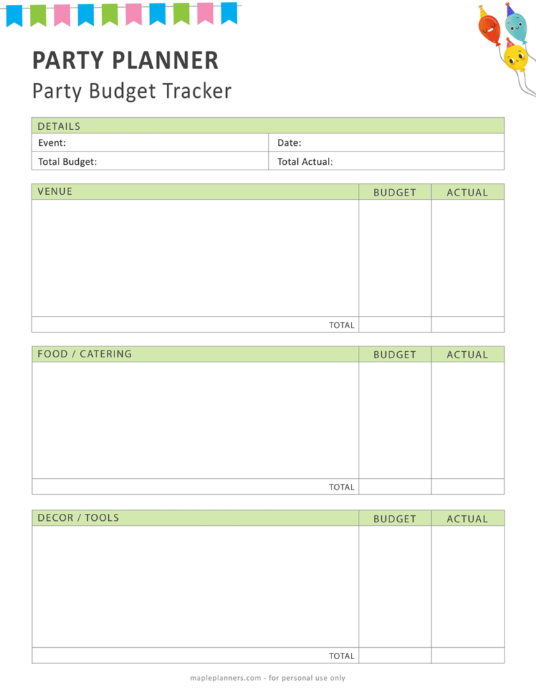Printable Party Planner to Plan a Perfect Party