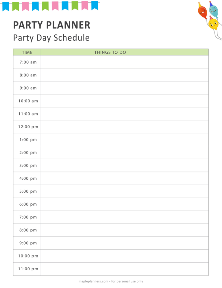 Printable Party Planner to Plan a Perfect Party