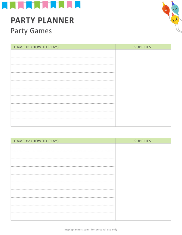 Printable Party Planner to Plan a Perfect Party