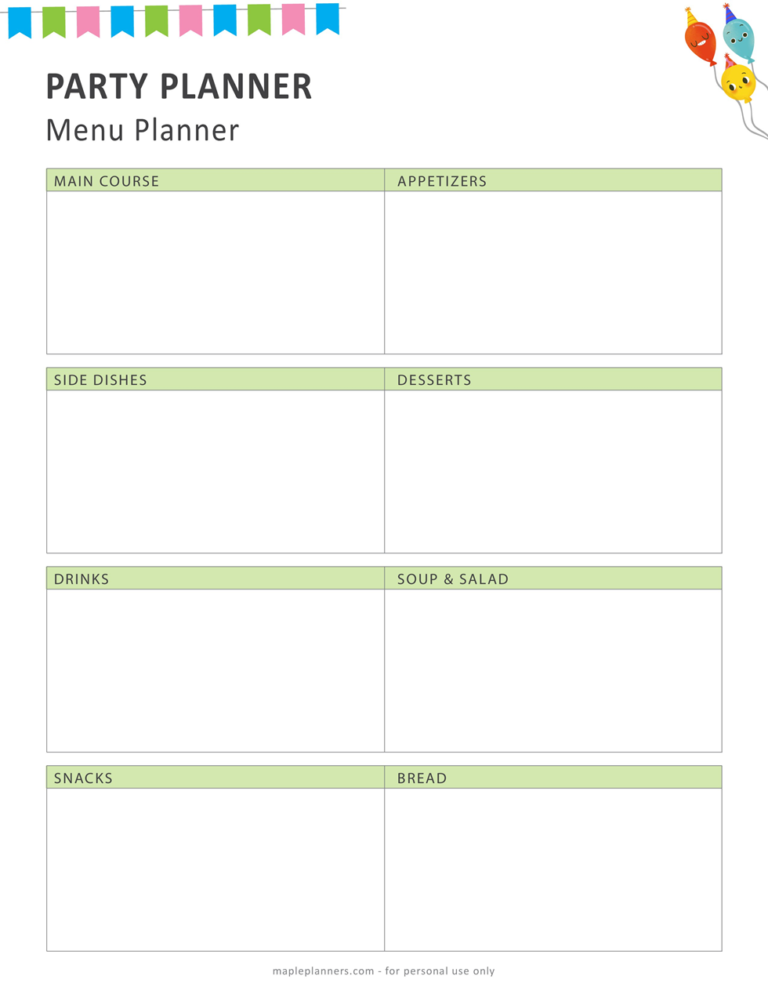Printable Party Planner to Plan a Perfect Party