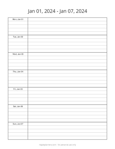Make Your Own Dated Weekly Lined Notes Page