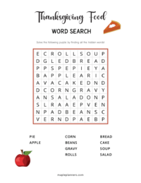 Free Printable Thanksgiving Word Search Puzzles for Kids