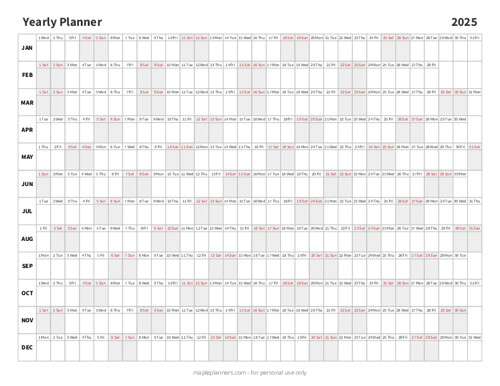 Yearly Block Calendar Maker | Printable 12-Month Calendar
